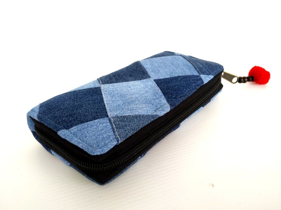 Denim Wallet, Patchwork Boho Wallet, Denim Purse, Upcycled Denim, Women ...
