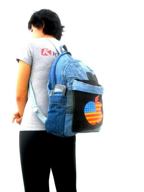 Jeans Backpack Bag Denim Bag Reclaimed Jean Bag Rucksack Bag | Etsy