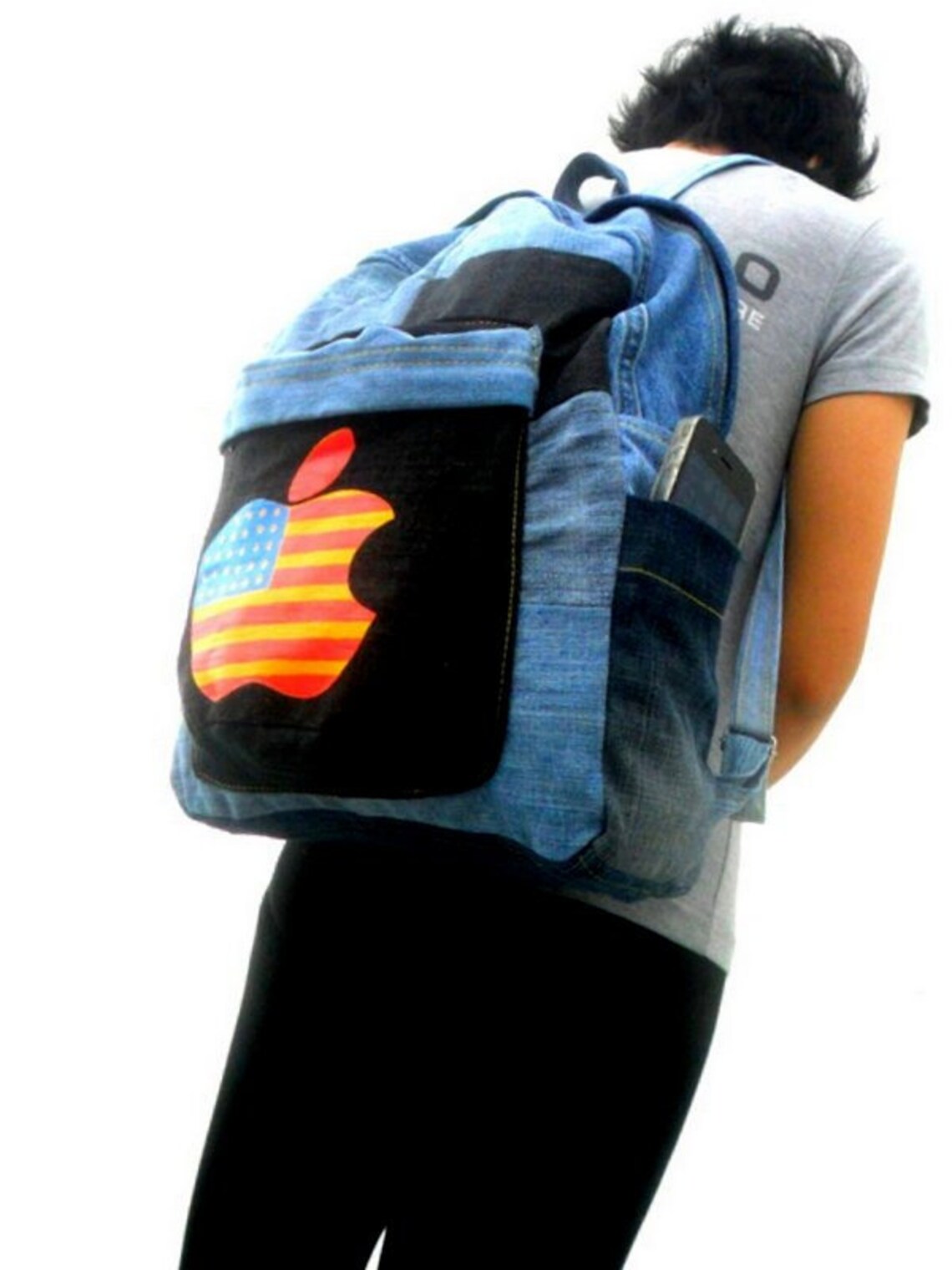 Jeans Backpack Bag Denim Bag Reclaimed Jean Bag Rucksack Bag | Etsy