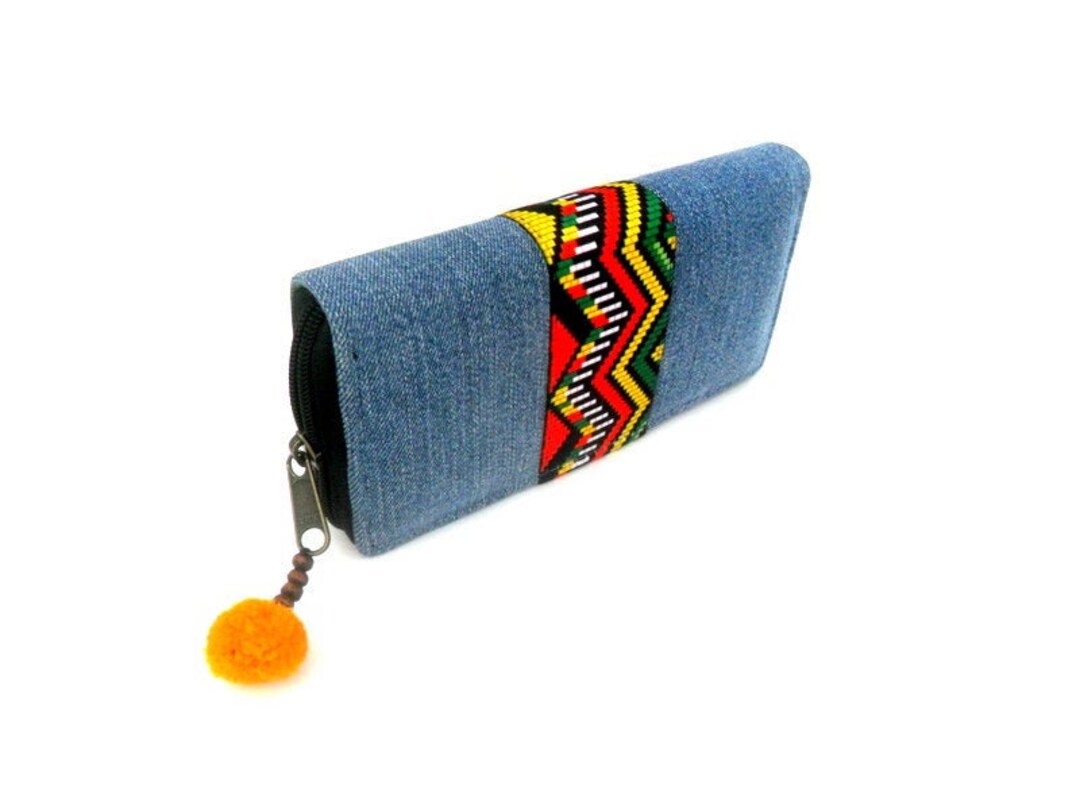 One of a Kind Rasta Wallet, Denim Purse, Jeans Wallet, Boho Wallet ...