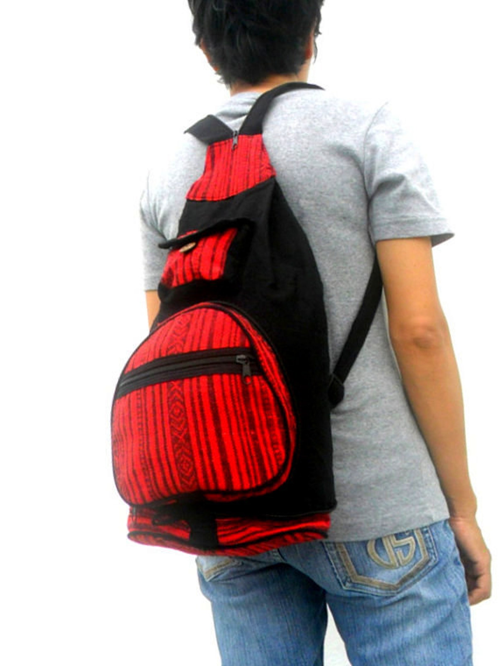 Backpack Bag Folding Bag Bohemian Backpack Ethnic Backpack Red - Etsy