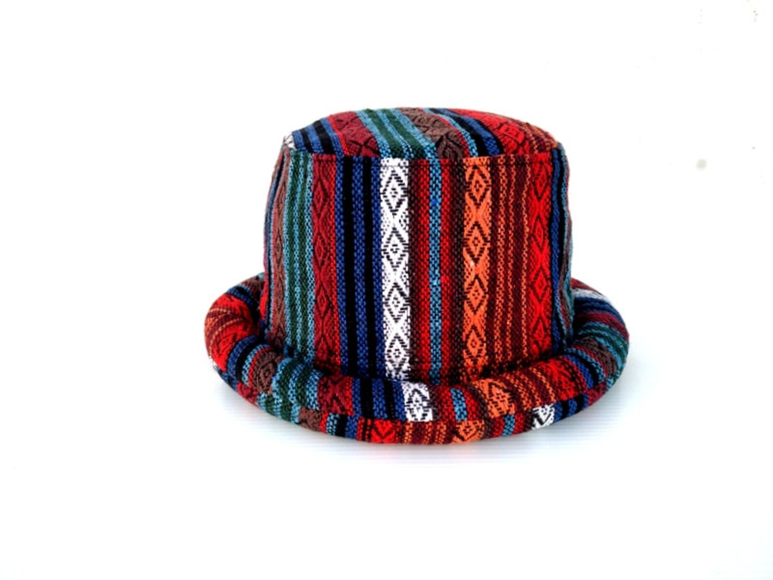 Rainbow Bucket Hat, Boho Rolled Brim, Hobo Hat, Hippie Hat, Hipster Hat ...