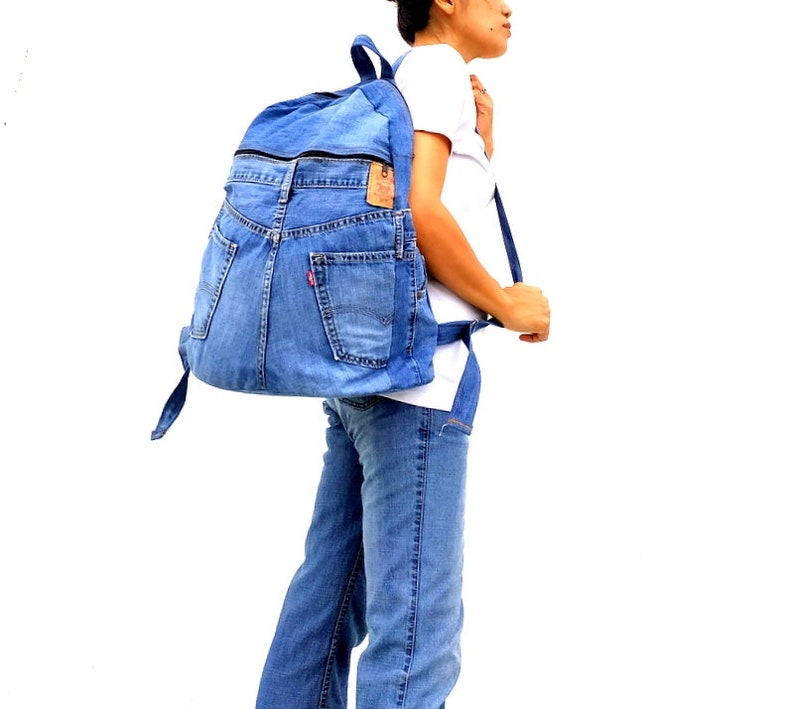 Denim Backpack, Levis Jeans, Jean Bag, Recycled Jeans, Vintage Bag ...