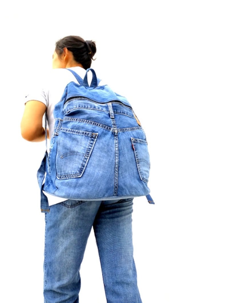 Denim Backpack, Levis Jeans, Jean Bag, Recycled Jeans, Vintage Bag ...