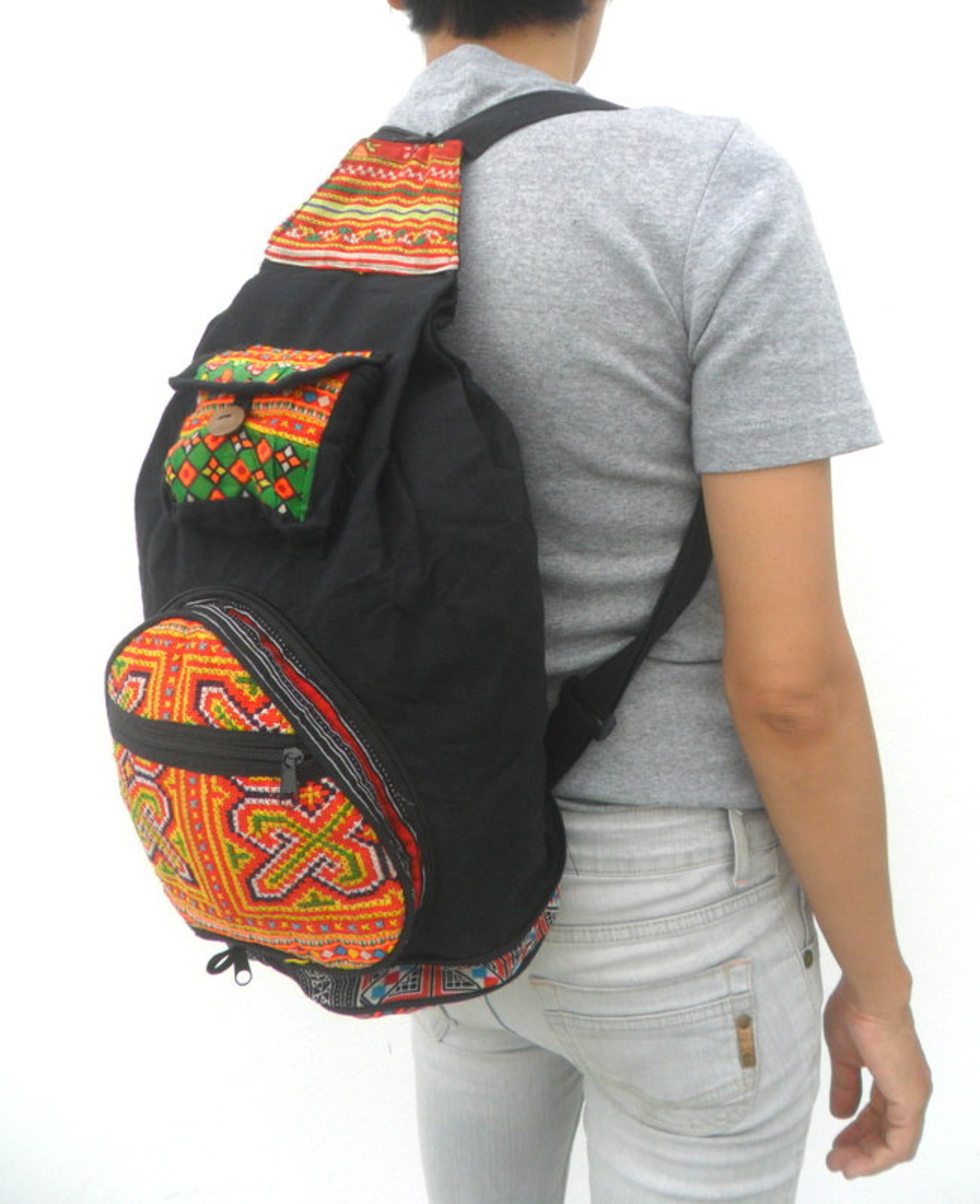 Rasta Backpack Folding Backpack Bohemian Backpack Ethnic | Etsy