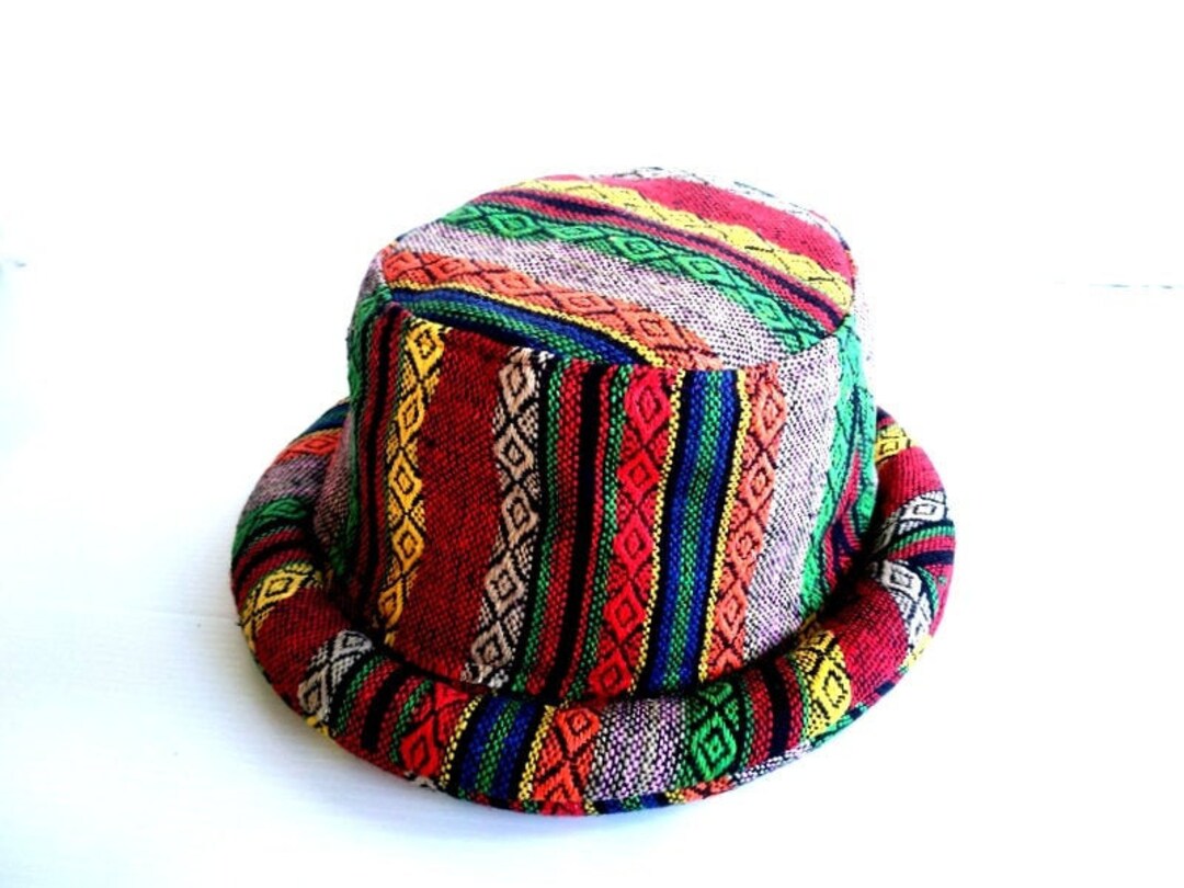 Bucket Hat Boho Rasta Hat Hemp Hat Hippie Reggae Bucket Hat, Bowler Hat ...