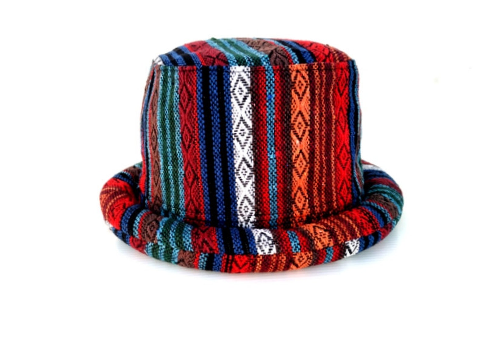 Rainbow Bucket Hat, Boho Rolled Brim, Hobo Hat, Hippie Hat, Hipster Hat ...