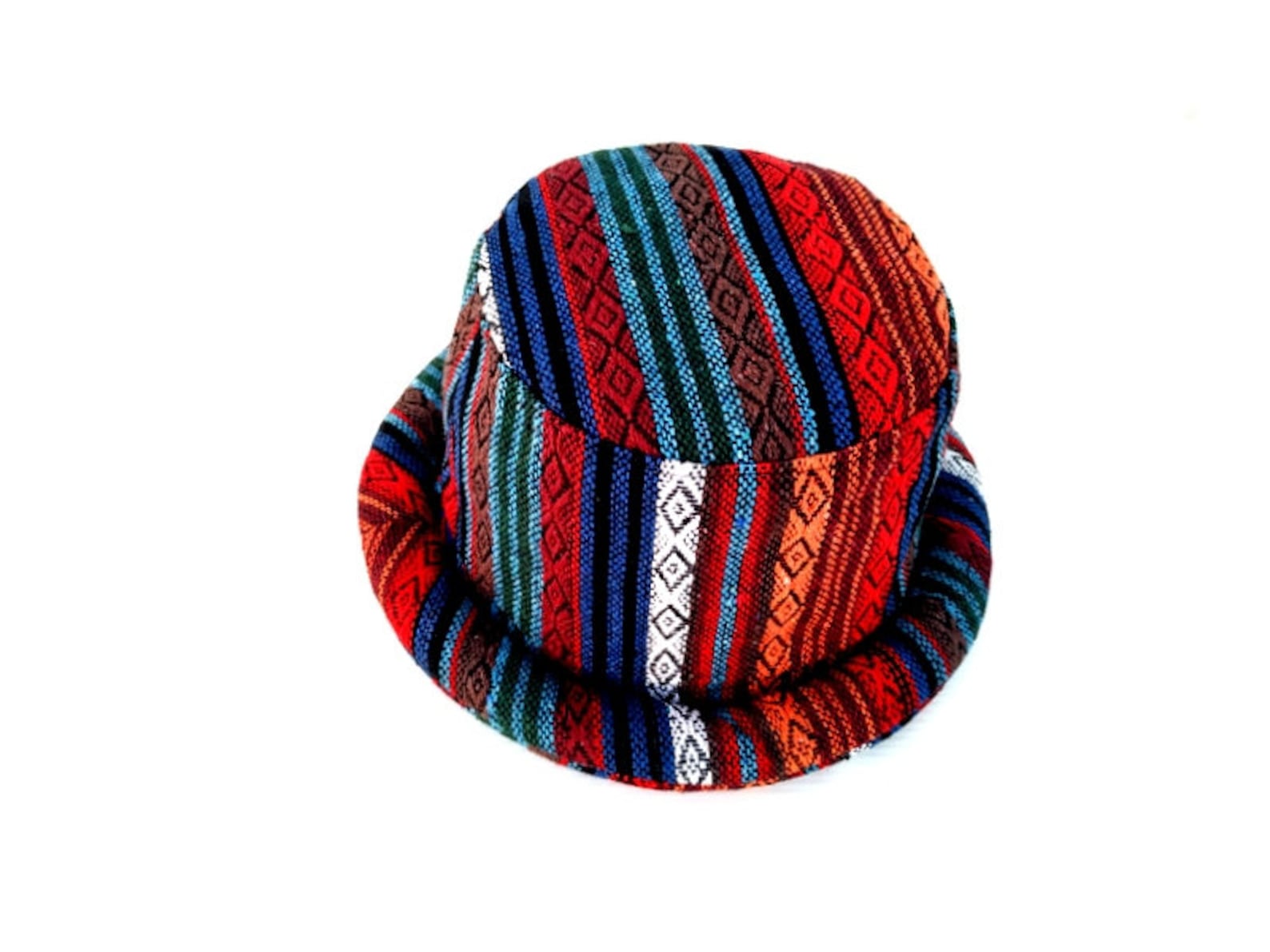 Rainbow Bucket Hat, Boho Rolled Brim, Hobo Hat, Hippie Hat, Hipster Hat ...