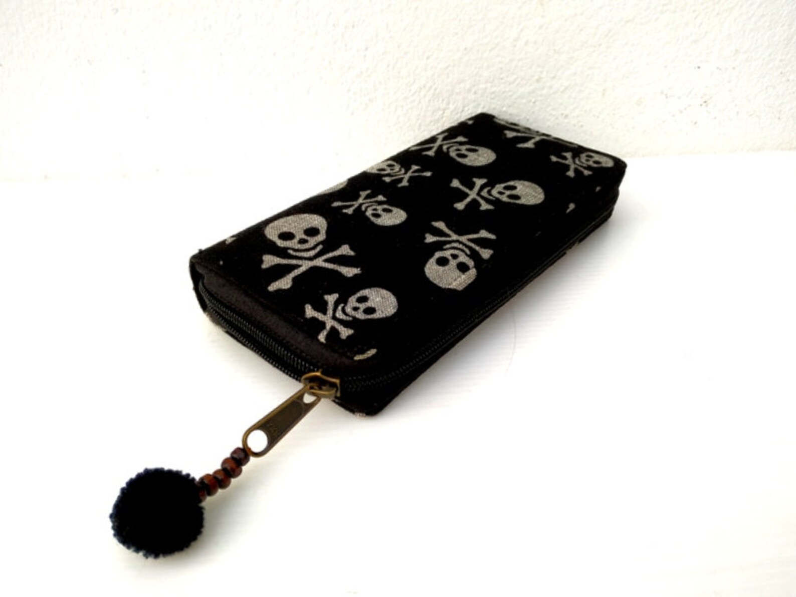 Black Skull Wallet Skeleton Wallet Bohemian Wallet Women - Etsy