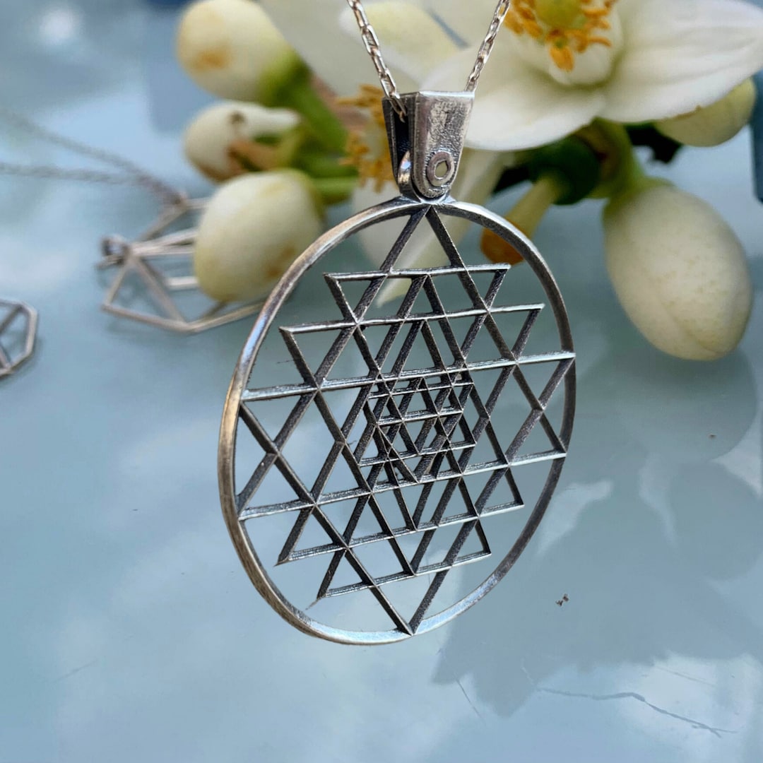 Sri Yantra Sterling Silver Pandent - Etsy