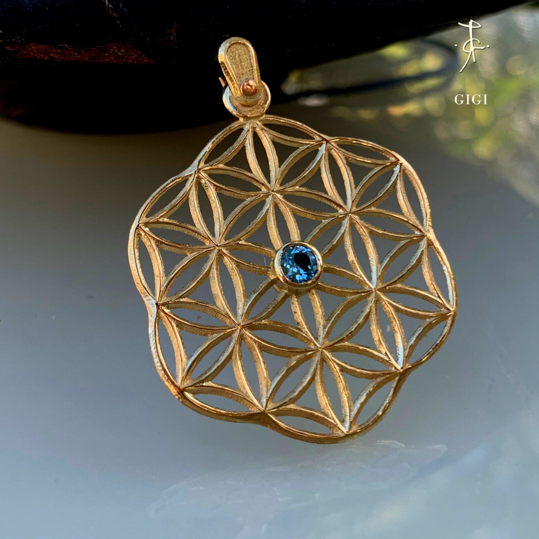 Unique Flower of Life Two-sided Pendant | 14K Gold Pendant With 2 ...