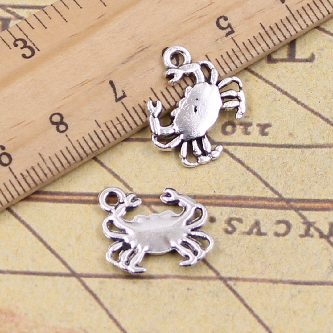 50pcs Crab Charms Pendant 15x16mm Antique Silver Ornament Accessories ...