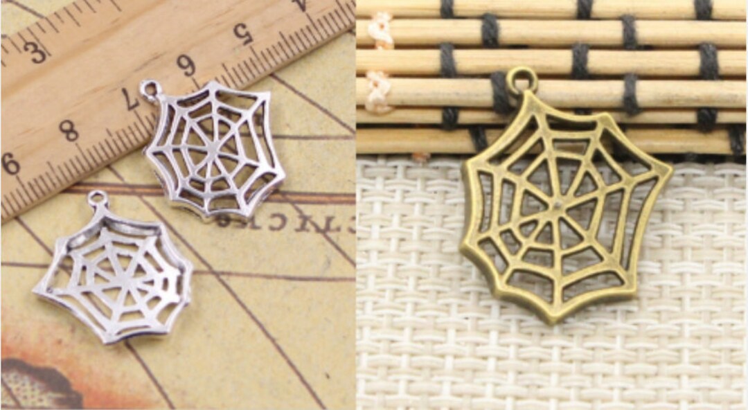 30pcs Spider Web Charms Pendant 25x23mm Antique Silver/antique Bronze ...