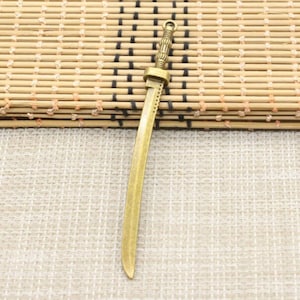 5pcs Samurai Sword Charms Pendant Katana Charms 107x10mm Antique Silver ...