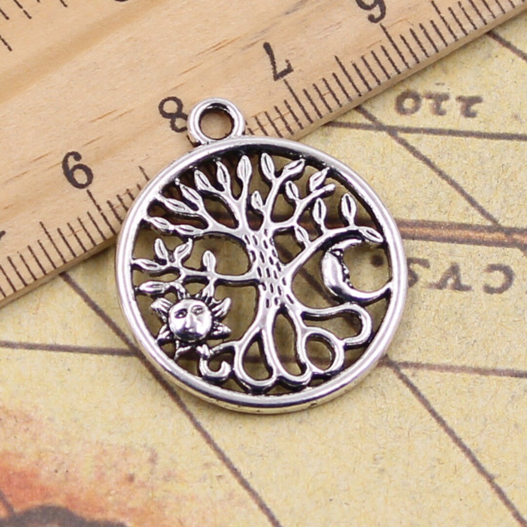 10pcs the World Tree With Sun Adn Moon Pendant Charms 29x25mm Antique ...