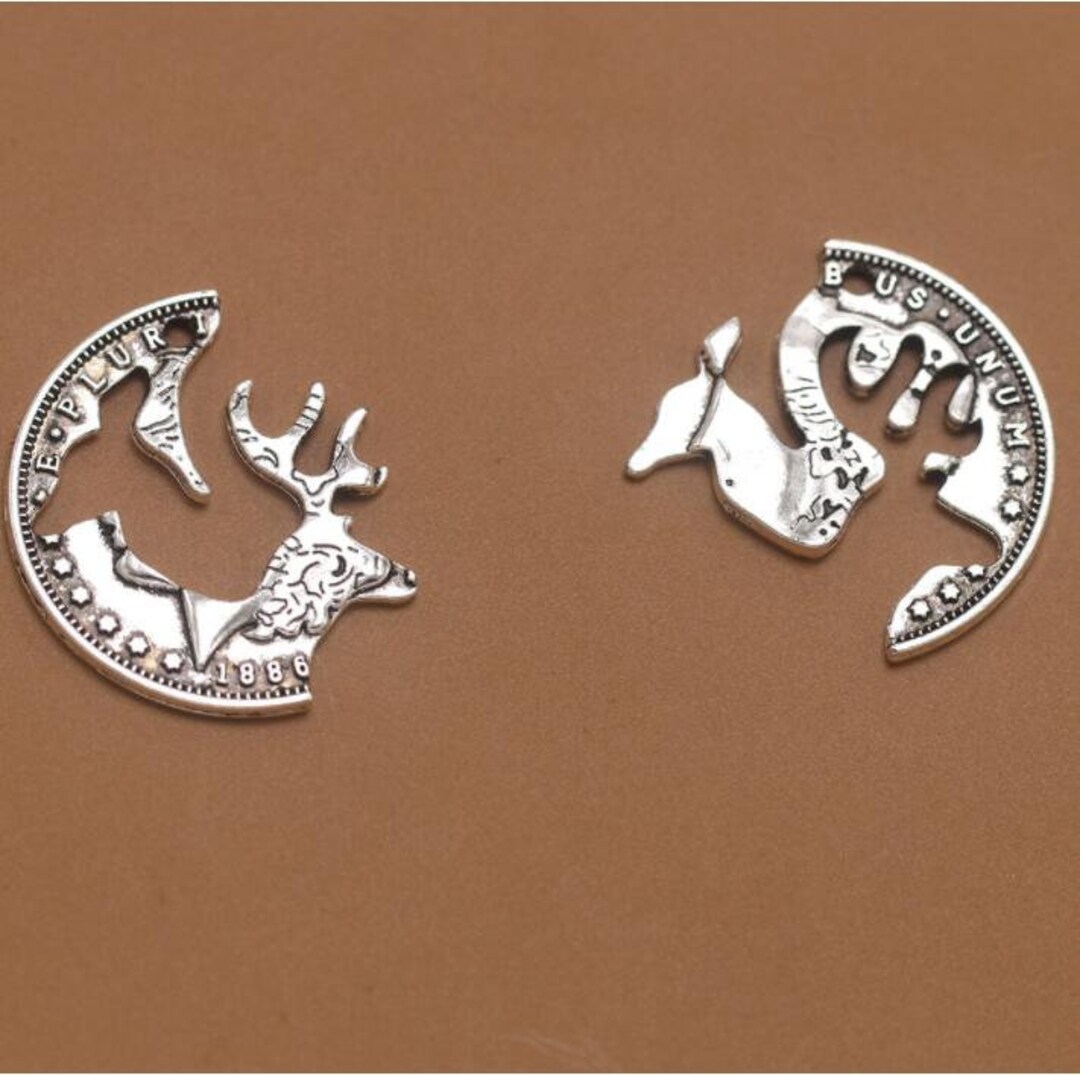 5 Pairs Elk Couple Charms Pendant 30x24mm Antique Silver Ornament ...