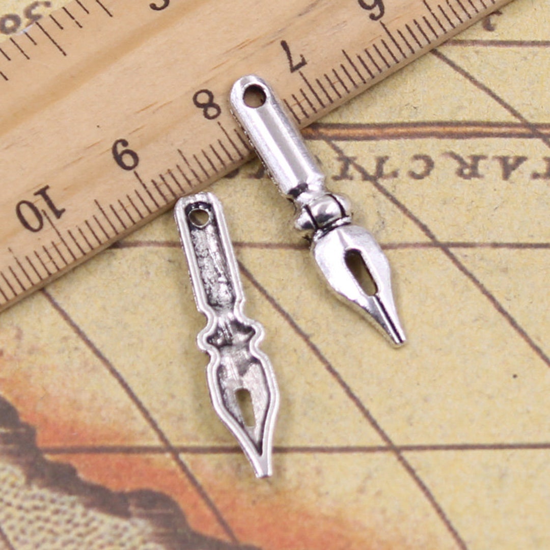 50pcs Pen Charms Pendant 32x7mm Antique Silver Ornament - Etsy
