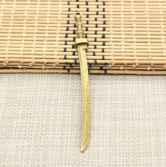 5pcs Samurai Sword Charms Pendant Katana Charms 107x10mm Antique Silver ...