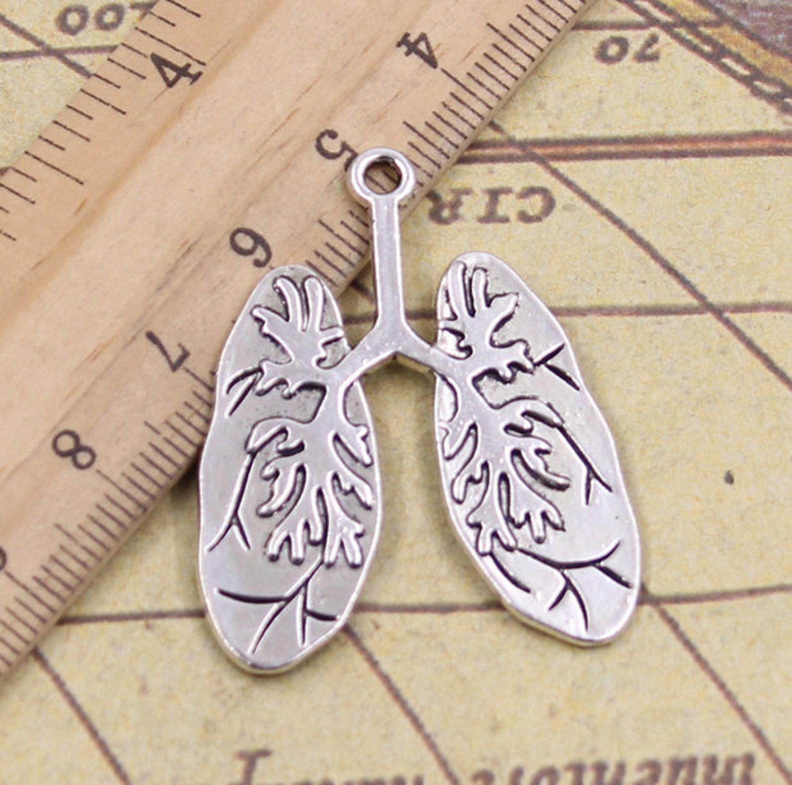 10pcs Lung Charms Pendant 39x30mm Antique Silver Ornament Accessories ...