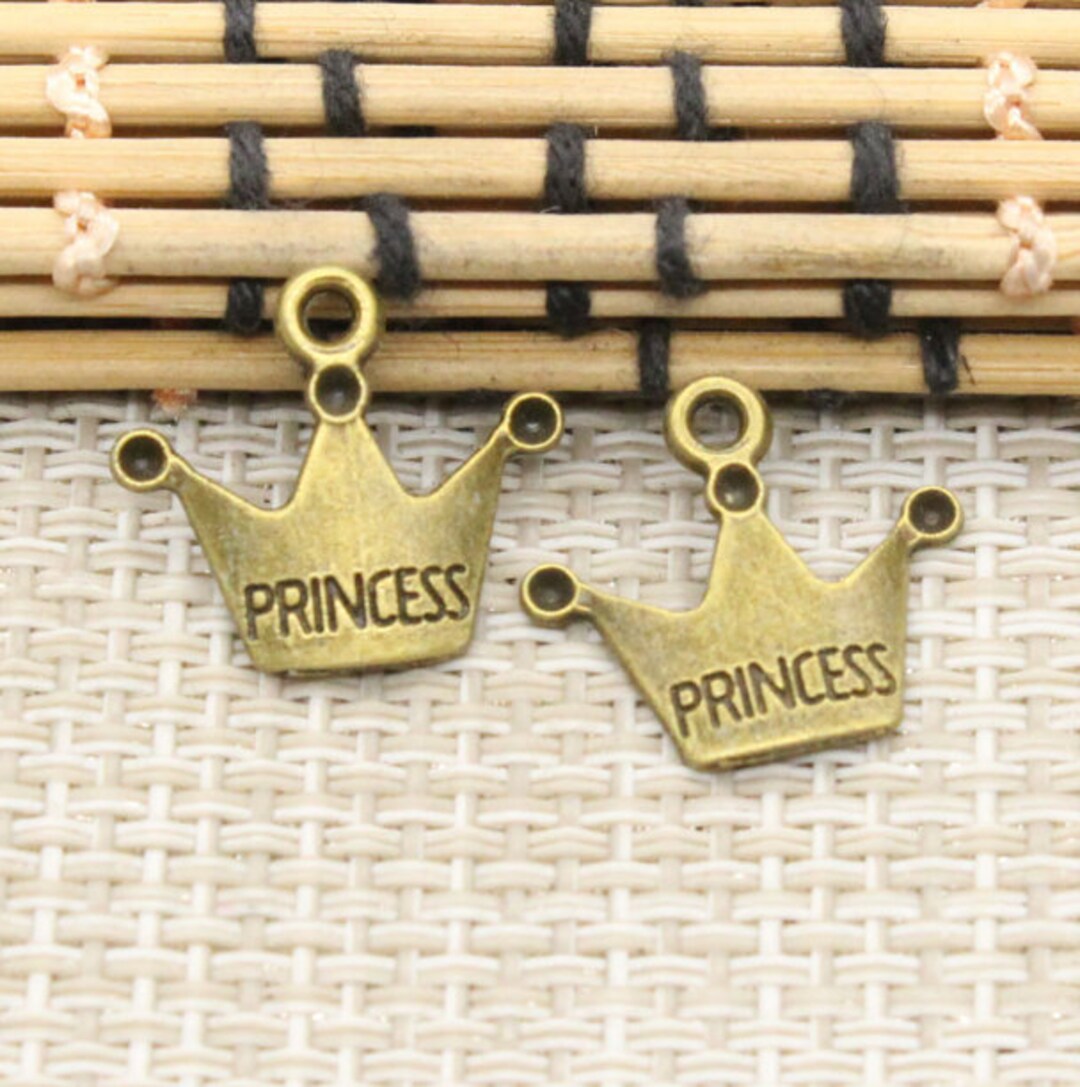 50pcs Princess Crown Charms Pendant 17x19mm Antique Bronze Ornament ...