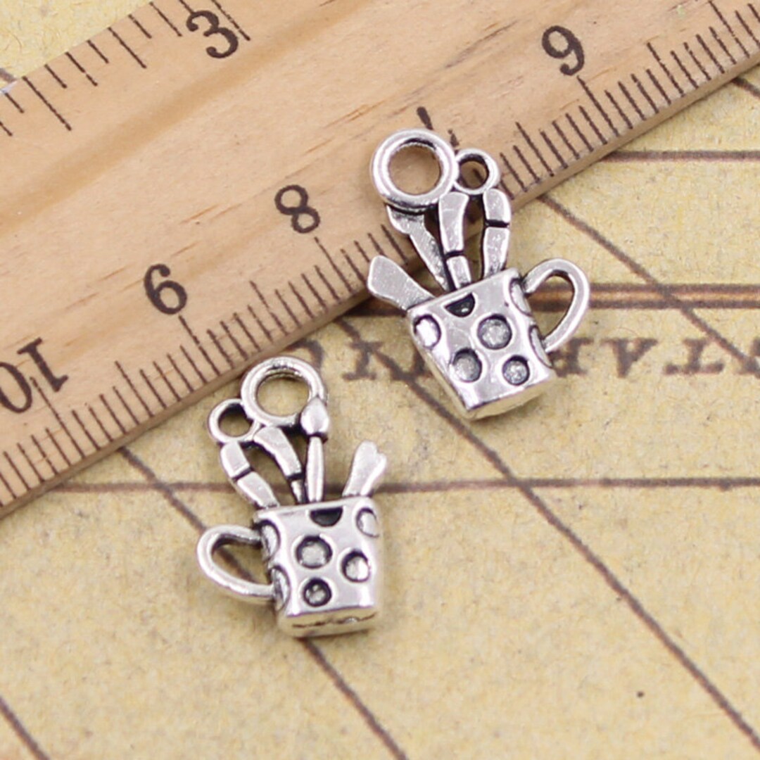 20pcs Pencil Cup Charms Pen Container Pendant 19x11mm Antique Silver ...