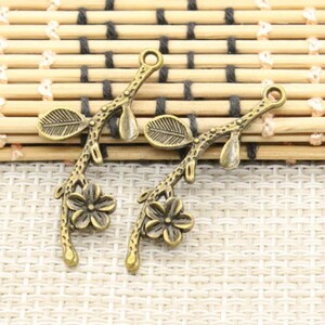 30pcs Branch Charms Pendant 41x17mm Antique Silver/antique Bronze ...