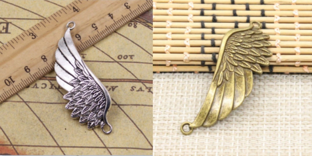 5pcs Angel Wing Link Charms 60x22mm Antique Silver/antique Bronze ...