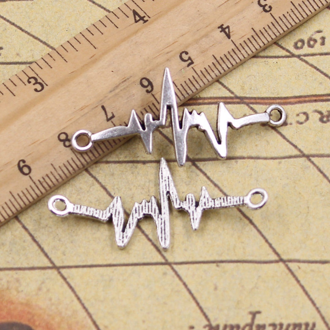 30pcs Electrocardiogram ECG Charms Link 40x20mm Antique Silver/antique ...