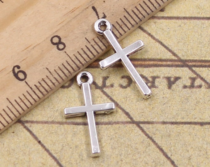 30pcs Cross Charms Pendant24x16mm Antique Silver DIY Jewelry Handmade ...