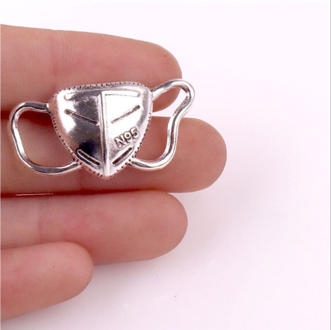 20pcs Face Mask Charms Connector 31x15mm Antique Silver Ornament ...