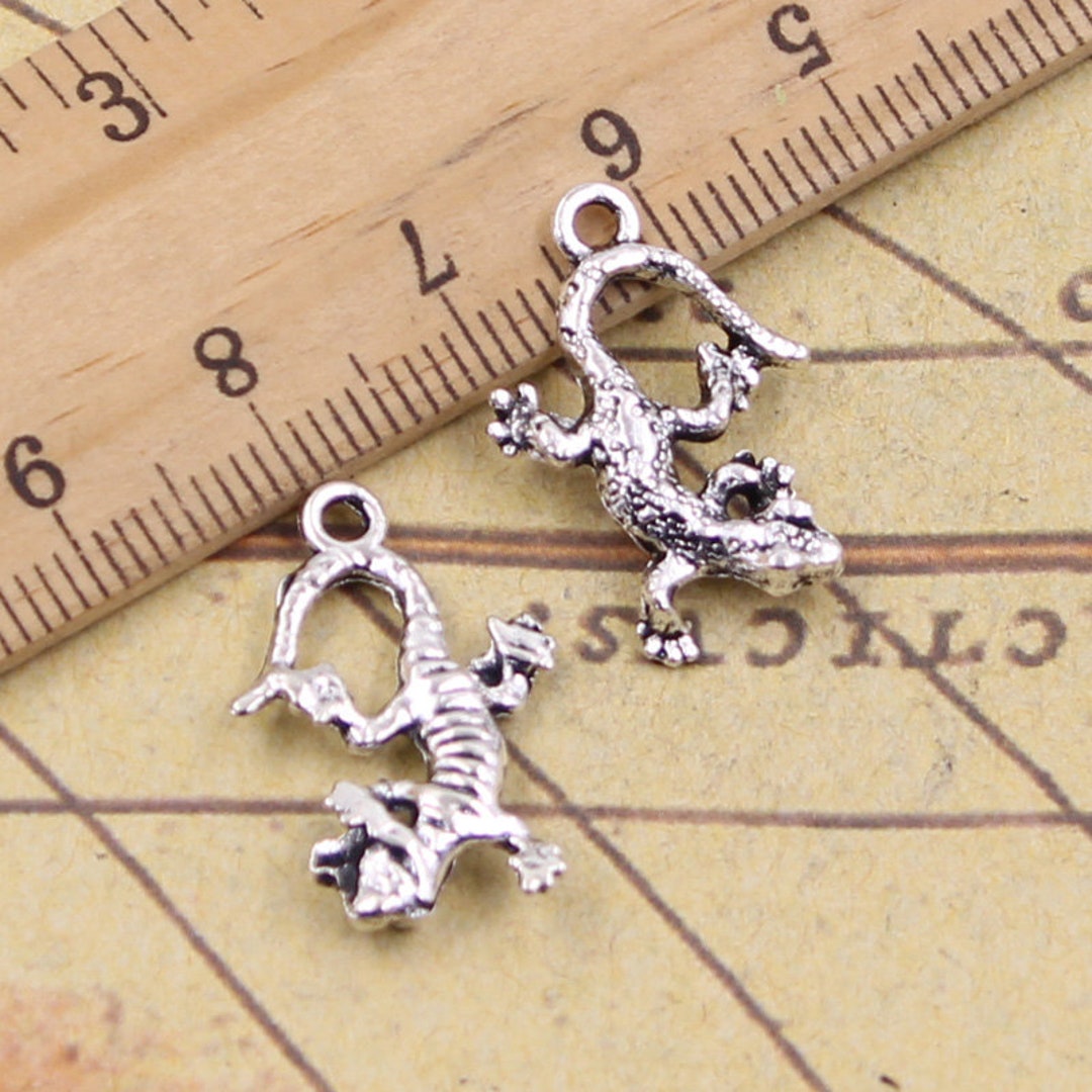 40pcs Gecko Charms Pendant 21x15mm Antique Silver Ornament Accessories ...