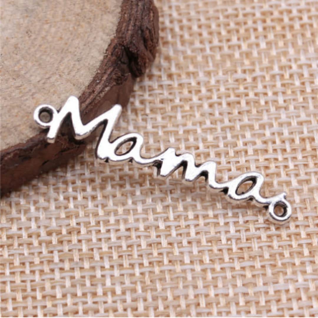 40pcs Mama Connector Charms 37x8mm Antique Silver Ornament Accessories ...