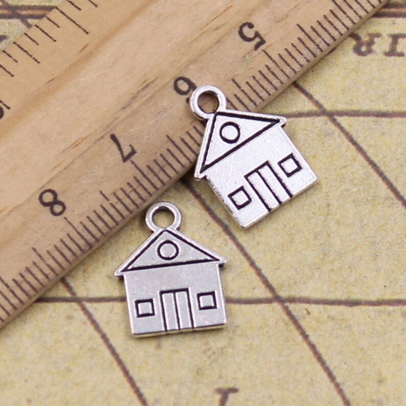 50pcs House Charms Pendant 16x12mm Antique Silver/antique Bronze ...