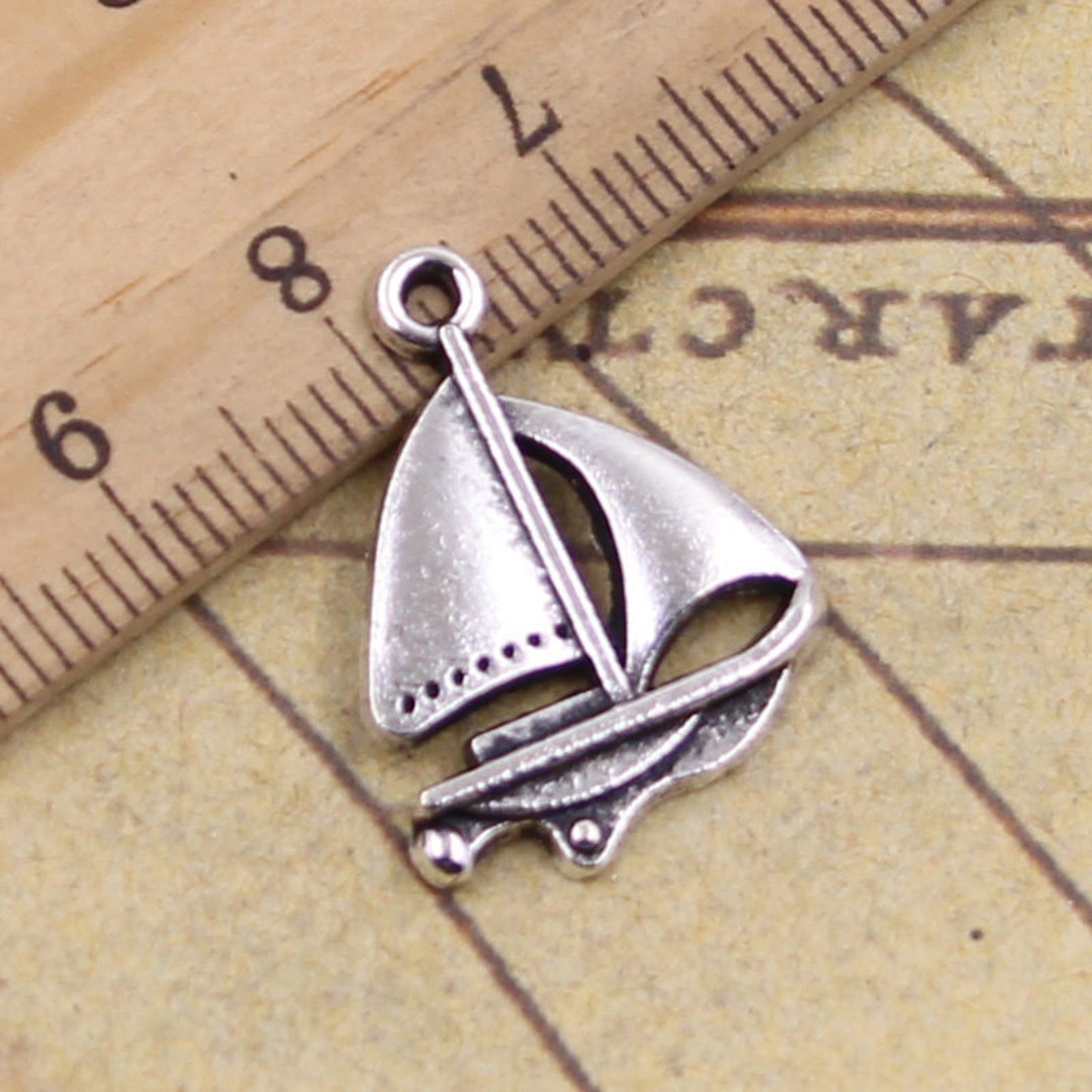 40pcs Sailboat Charms Pendant 24x17mm Antique Silver Ornament ...