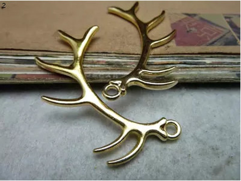 5pcs Antler Charms Pendant 32x68mm Golden Ornament Accessories Jewelry ...