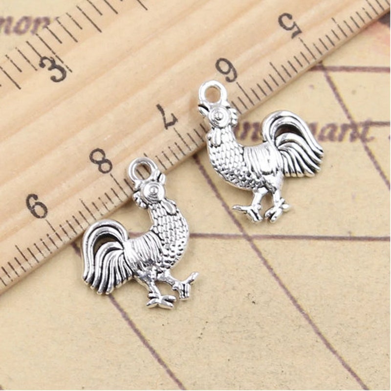 Antique Rooster Charm - Etsy