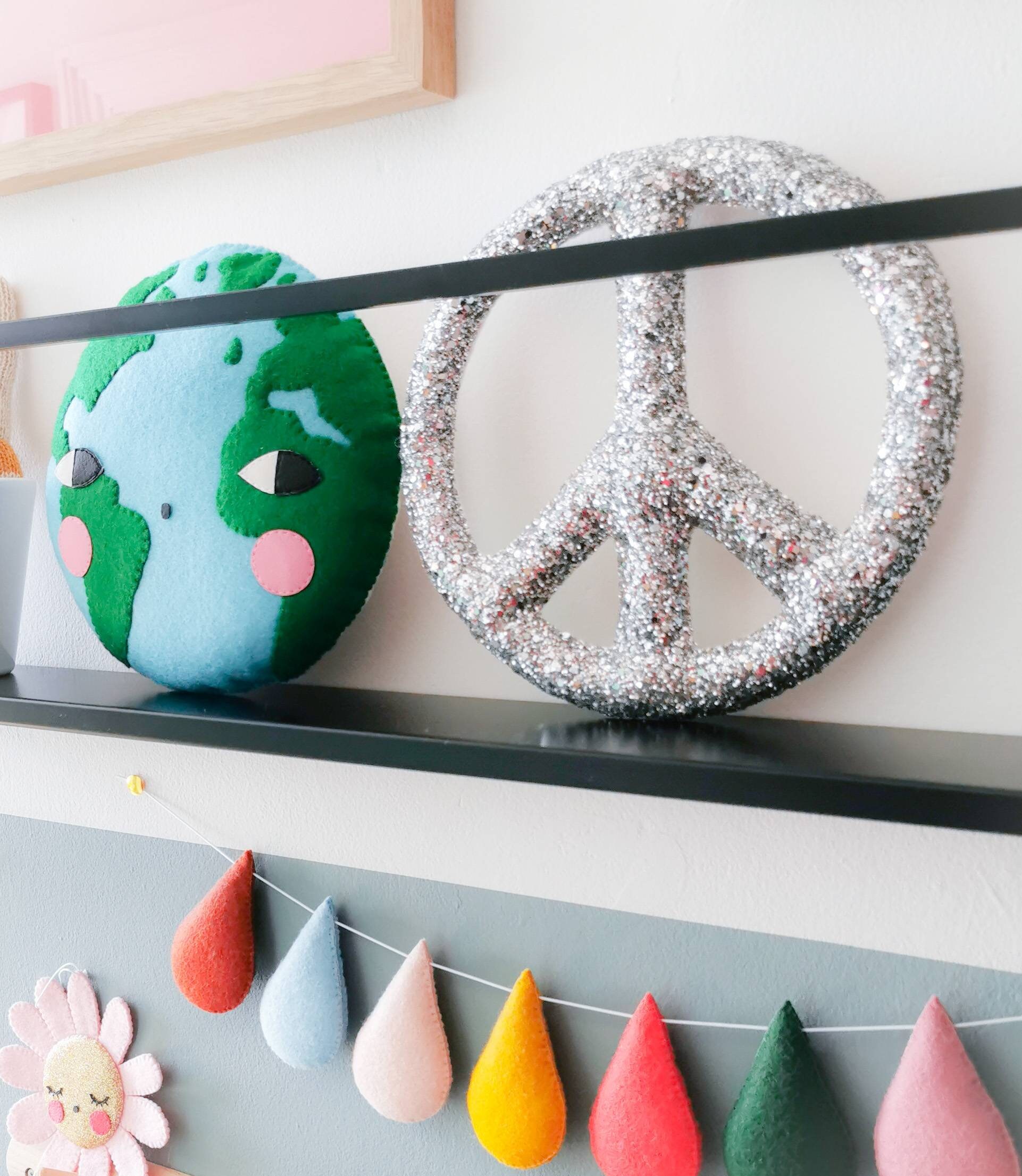 Glitter Peace Sign Wall Hanging - Etsy UK