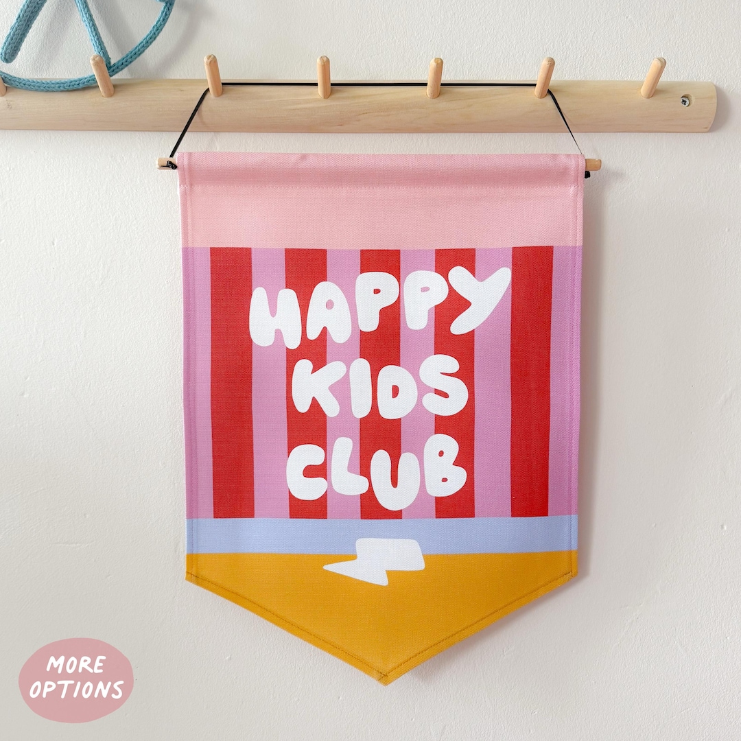 Happy Kids Club Banner - Kids Wall Decor | Playroom or Nursery Wall ...
