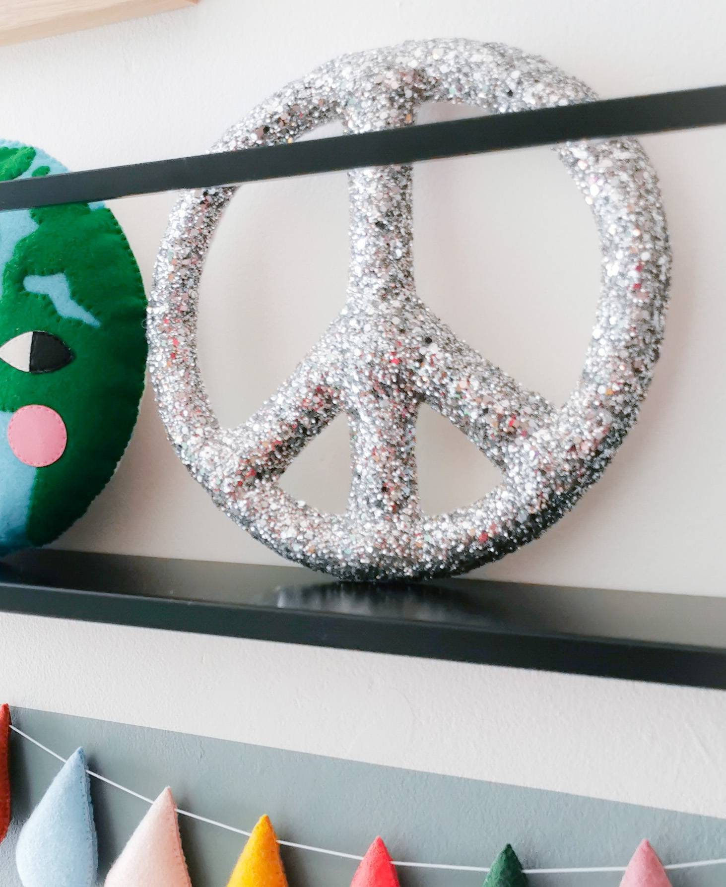 Glitter Peace Sign Wall Hanging - Etsy UK