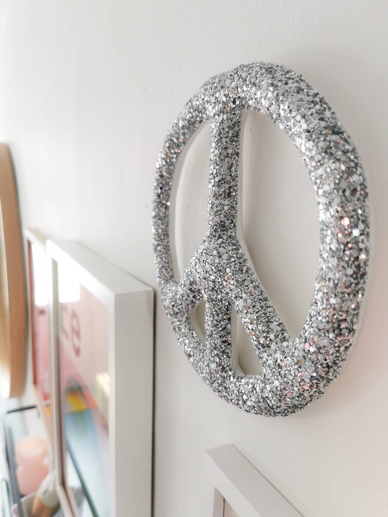 Glitter Peace Sign Wall Hanging - Etsy UK
