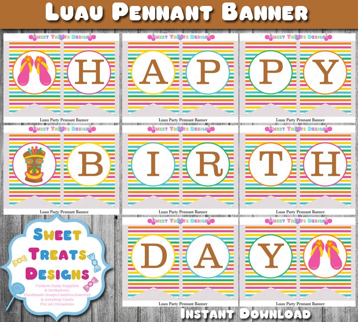 Luau Party Banner, Luau Pennant Banner, Luau Birthday Banner, Luau ...