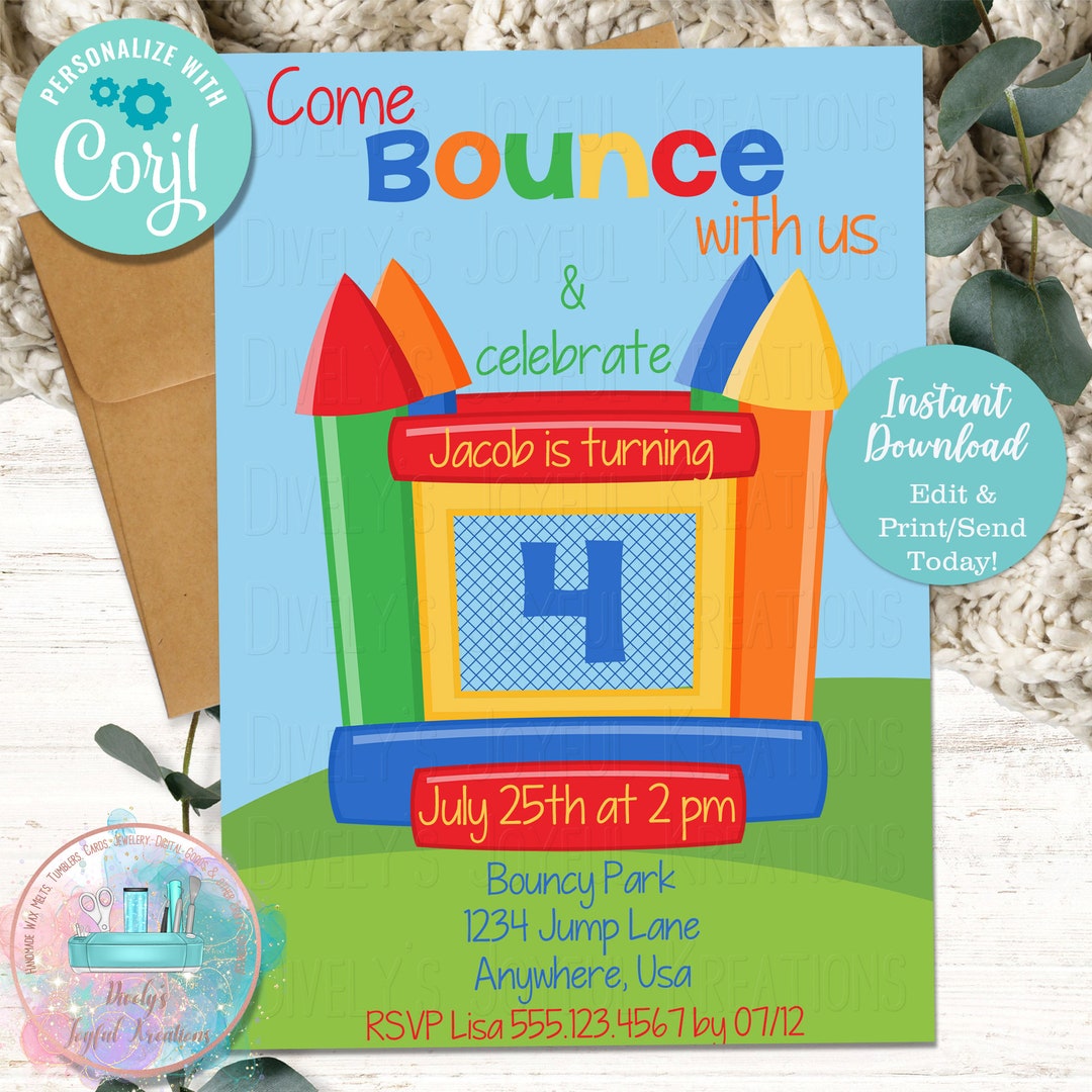 Bounce House Invitation, Bouncy House Invitation, Jump Invitation ...
