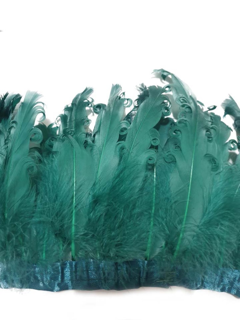 Green Curled Goose Feathers on Ribbon Trim for Millinery - Etsy