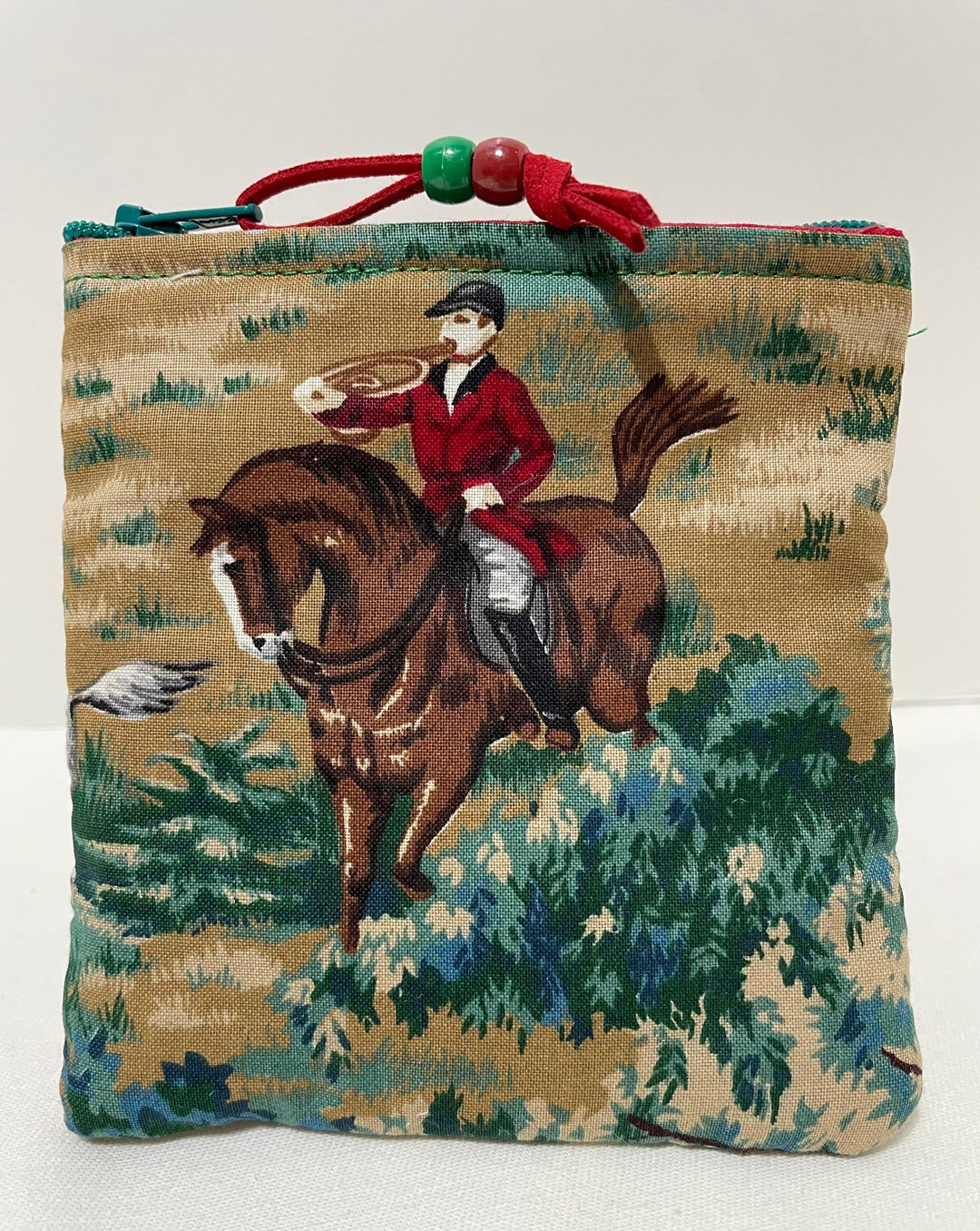 Fox Hunt Pouch Horse Coin Bag Sidesaddle Rider Zipper Pouch Credit Card ...