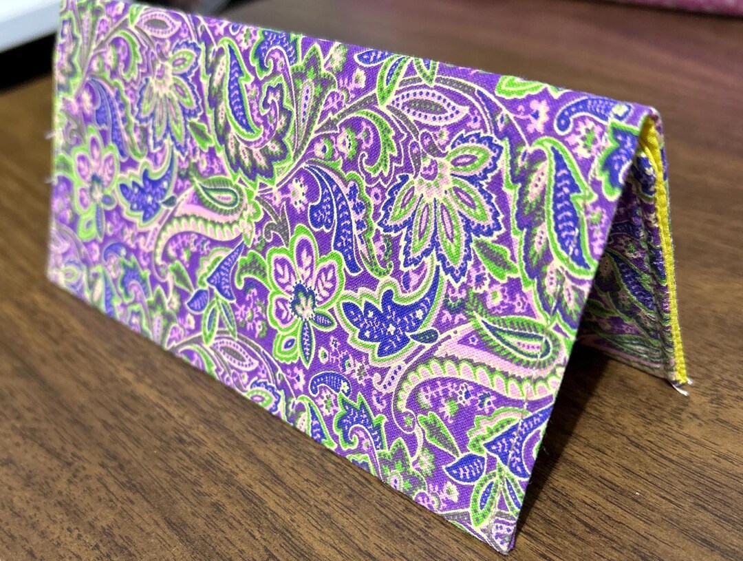 Checkbook Cover Purple PAISLEY Note Coupon Holder Fabric Handmade Gift ...