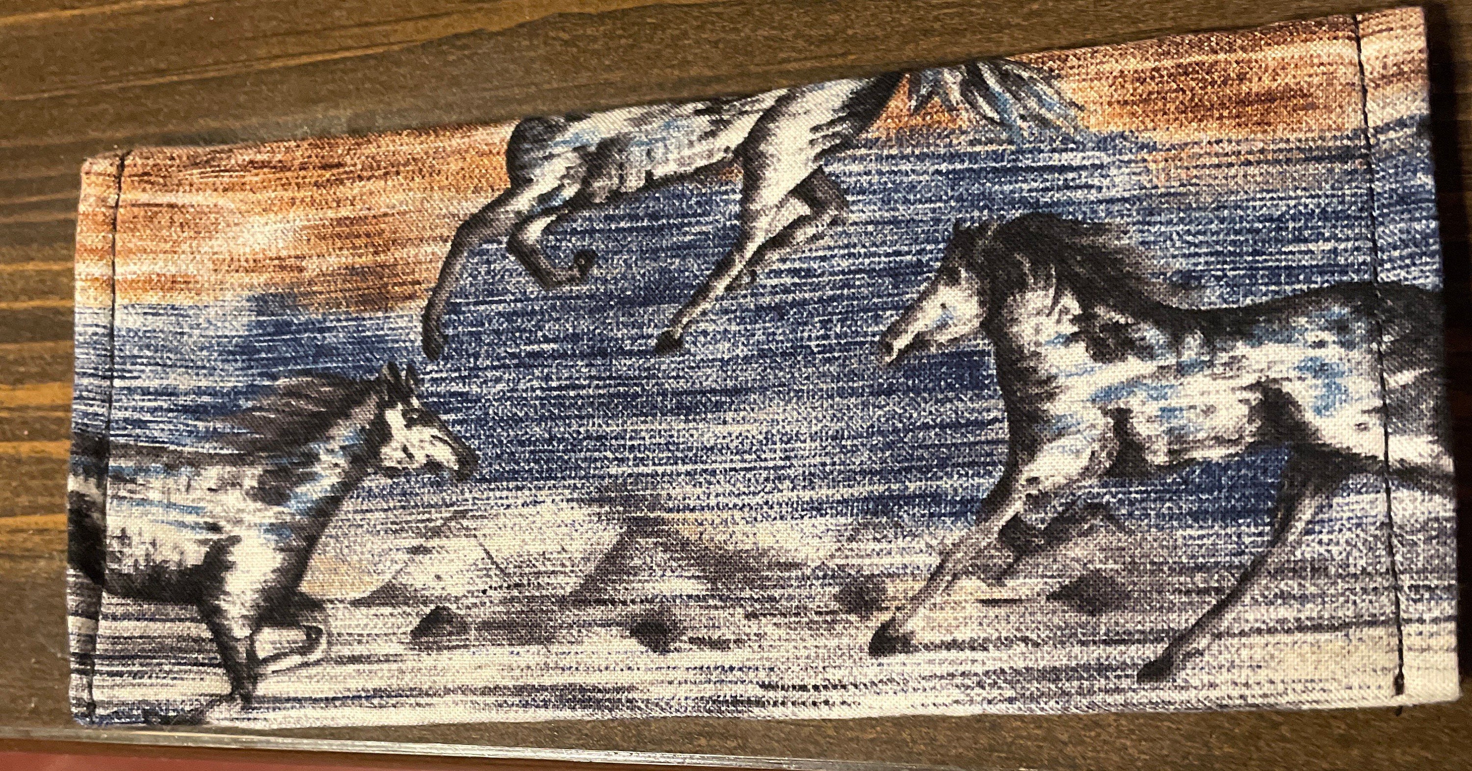 Horse Checkbook Cover Cowboy Note Holder Standard Size Register ...