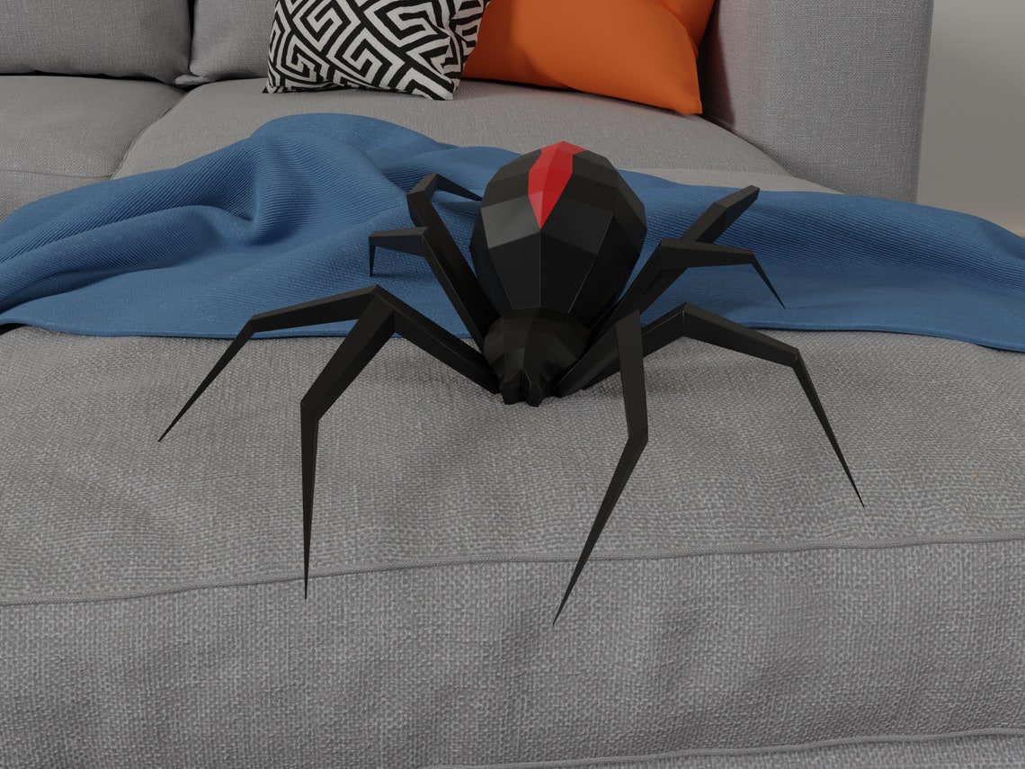 Black Widow Spider Halloween Papercraft + XL Version - DIY Patterns for ...