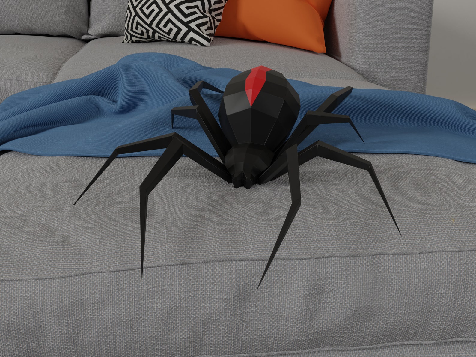 Black Widow Spider Halloween Papercraft XL Version DIY Patterns for ...