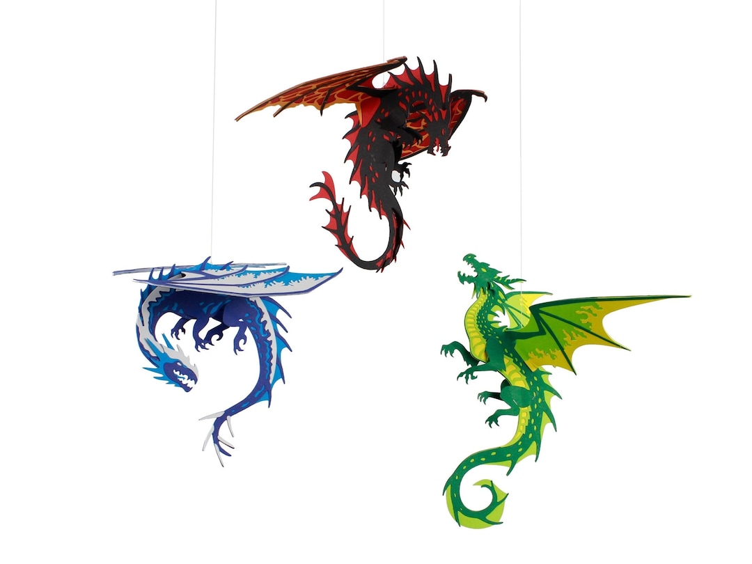 Flying Elemental Paper Dragons for Home Decoration Fantasy Party - DIY ...