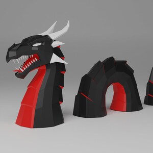 Water Dragon Papercraft - 3 Sizes - Sea Serpent Sculpture, Low Poly ...
